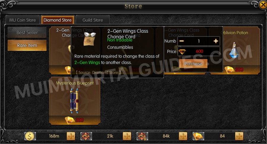 2-Gen Wings Class Change Card — MU Immortal Item