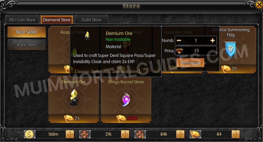 Eternium Ore — MU Immortal Item