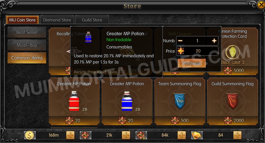 Greater MP Potion — MU Immortal Item