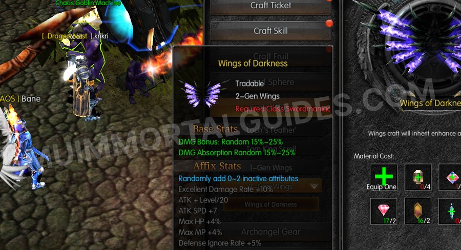 Wings of Darkness — MU Immortal Item