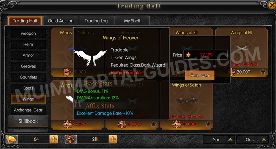 Wings of Heaven — MU Immortal Item