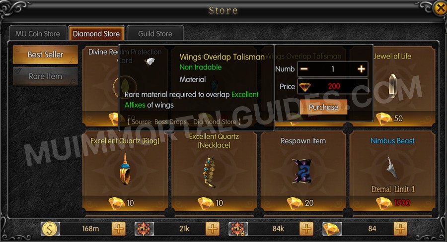 Wings Overlap Talisman — MU Immortal Item